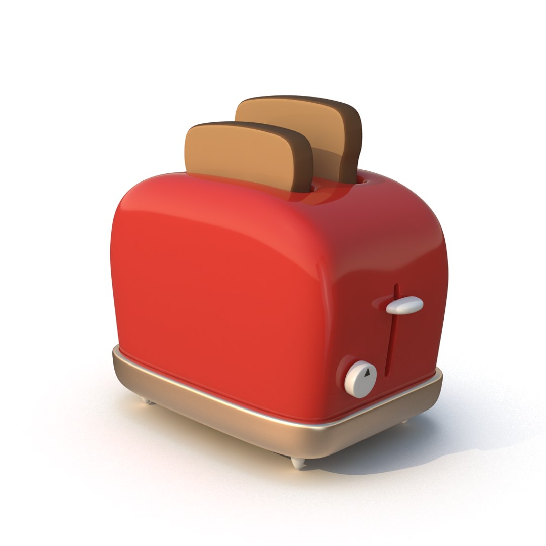 3D Cartoon Toaster Toast Model - TurboSquid 1163594