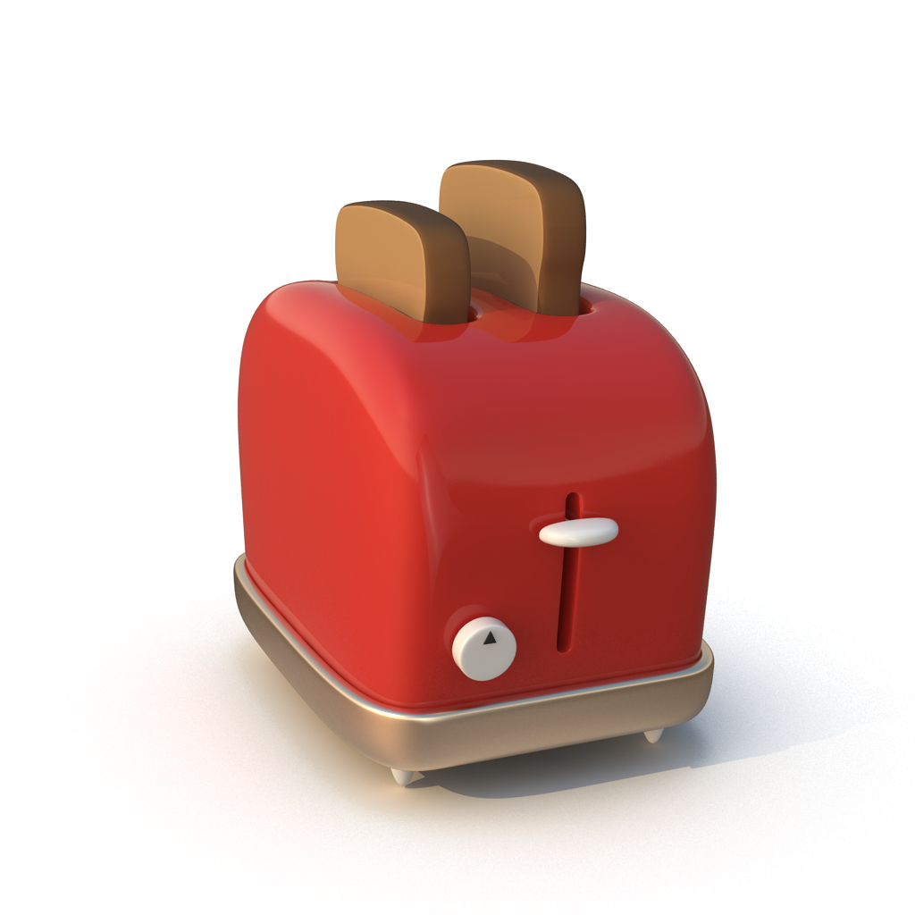 3D cartoon toaster toast model - TurboSquid 1163594