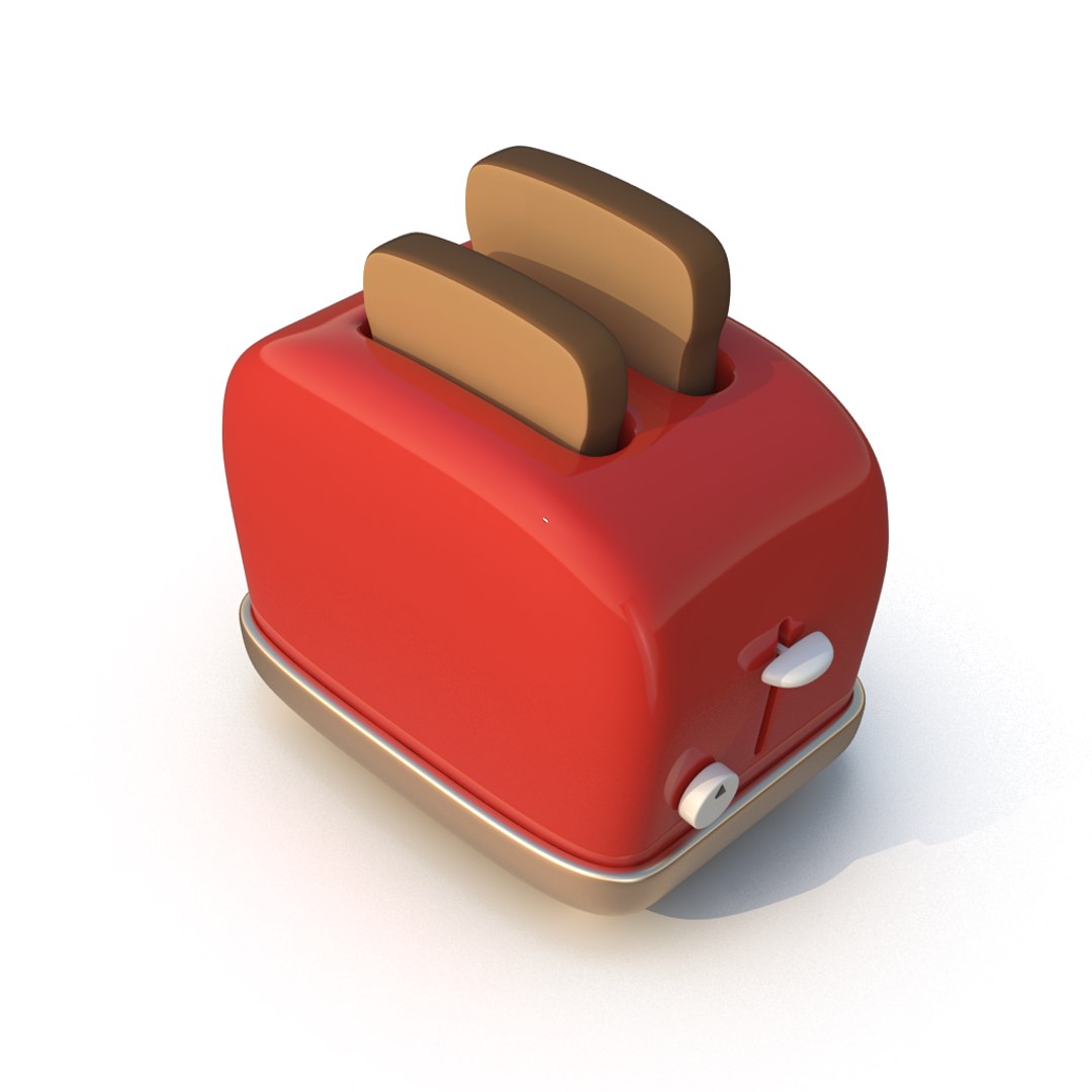 3D Cartoon Toaster Toast Model - TurboSquid 1163594