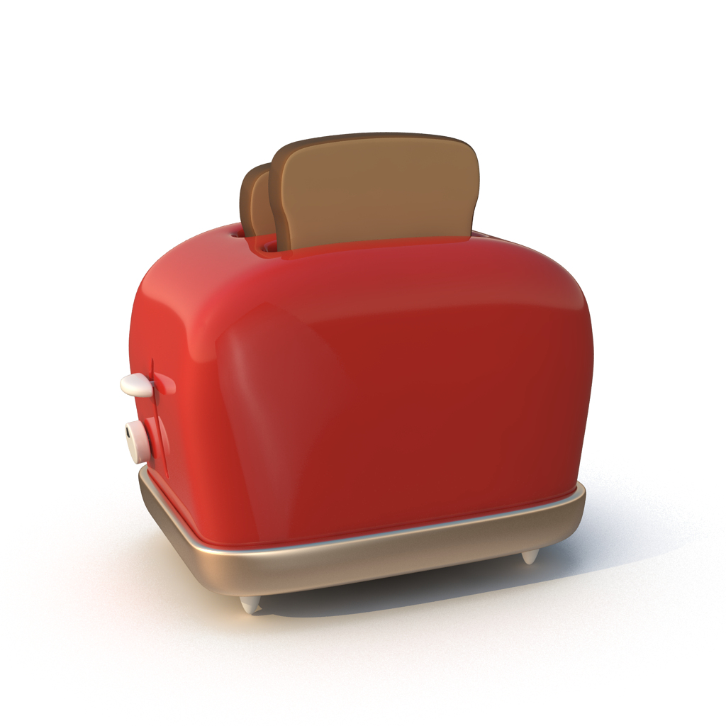 3D cartoon toaster toast model - TurboSquid 1163594