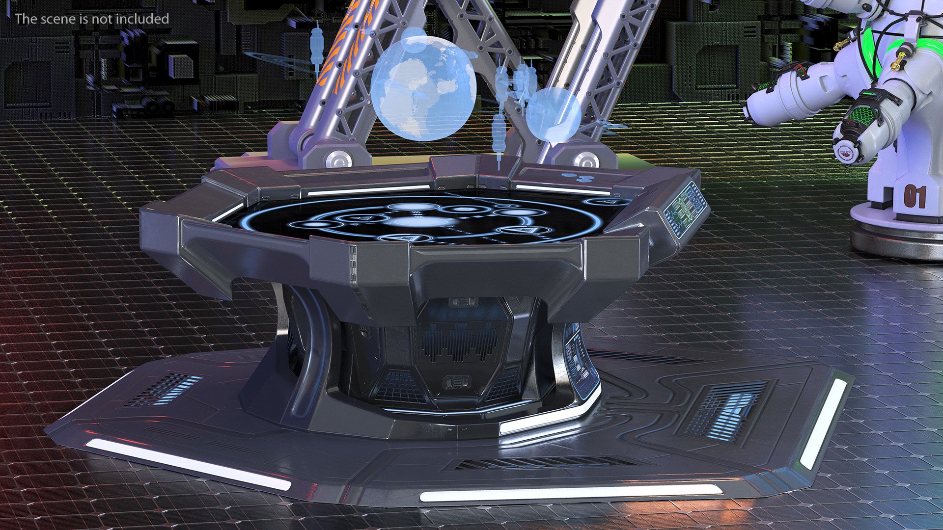 Grey Sci-fi Command Center Table 3D Model - TurboSquid 2123580