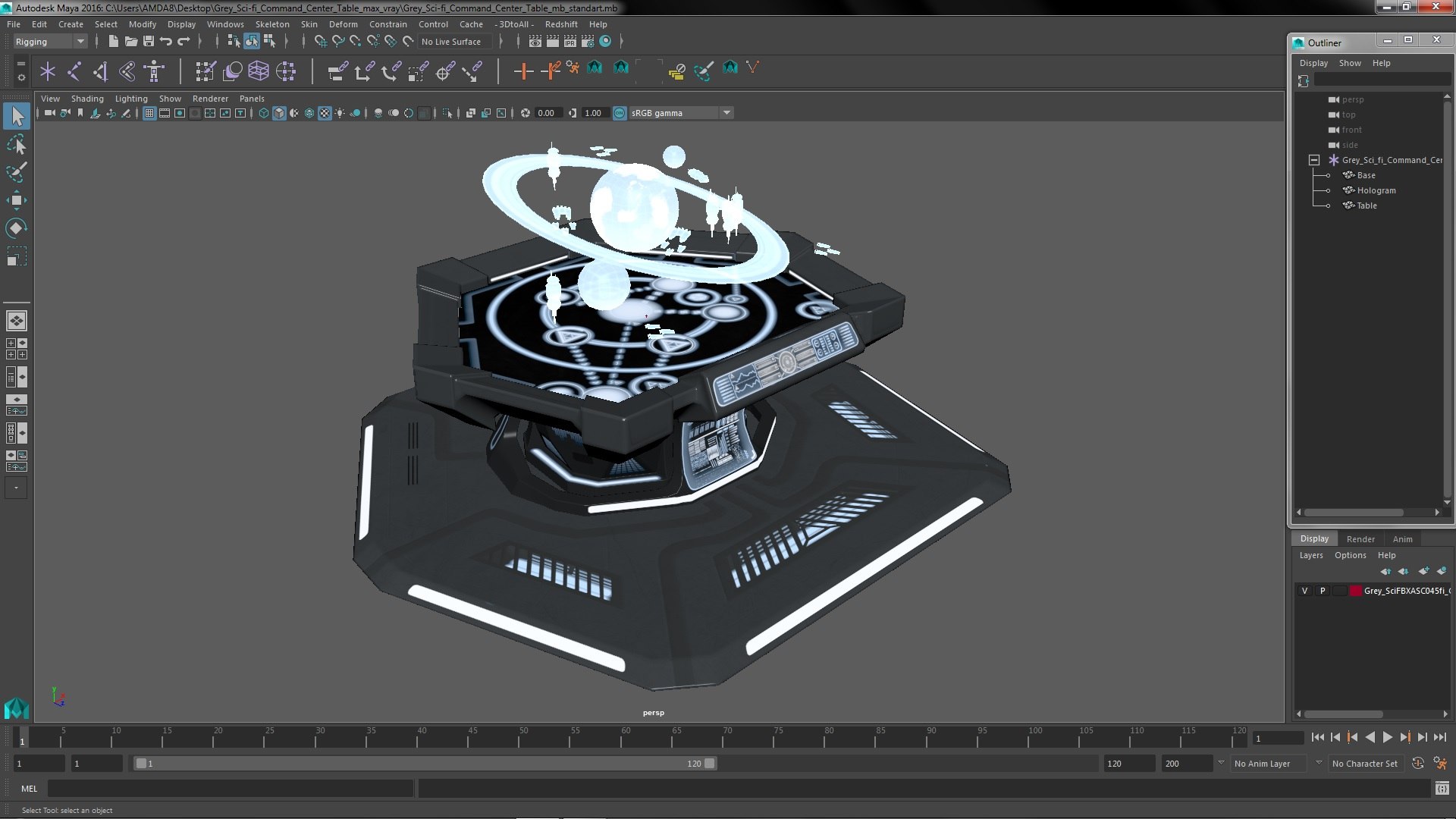 Grey Sci-fi Command Center Table 3D model - TurboSquid 2123580