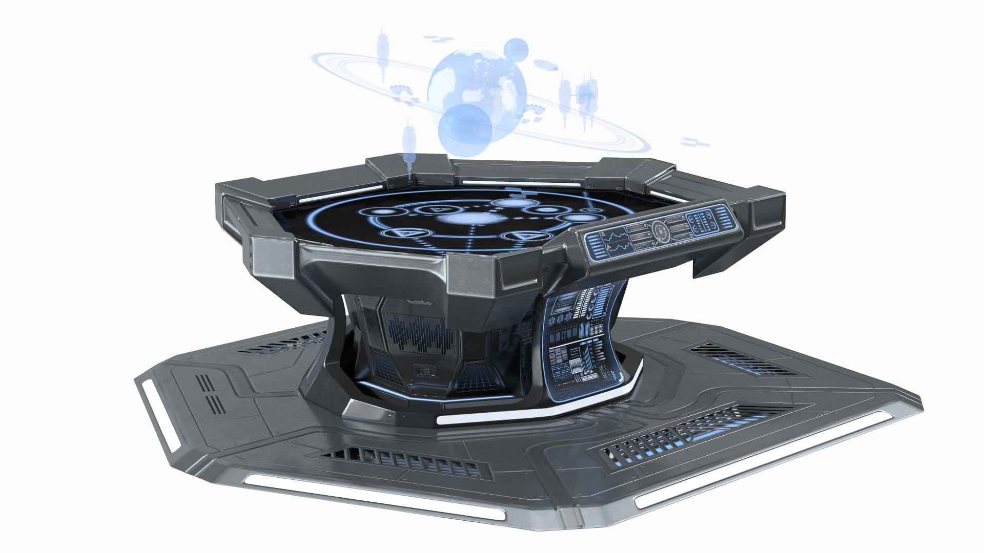 Grey Sci-fi Command Center Table 3D Model - TurboSquid 2123580