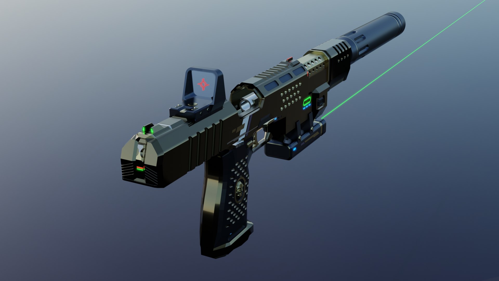 3D CYBER STYLE HANDGUN - TurboSquid 1882563