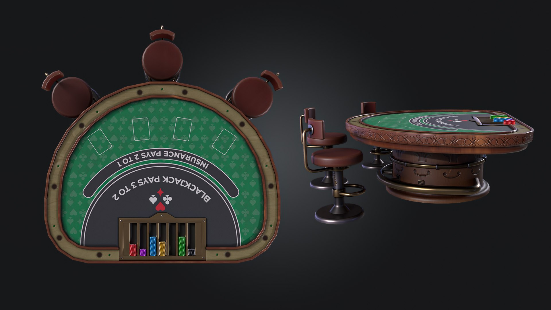 3D Blackjack Table model - TurboSquid 2164467