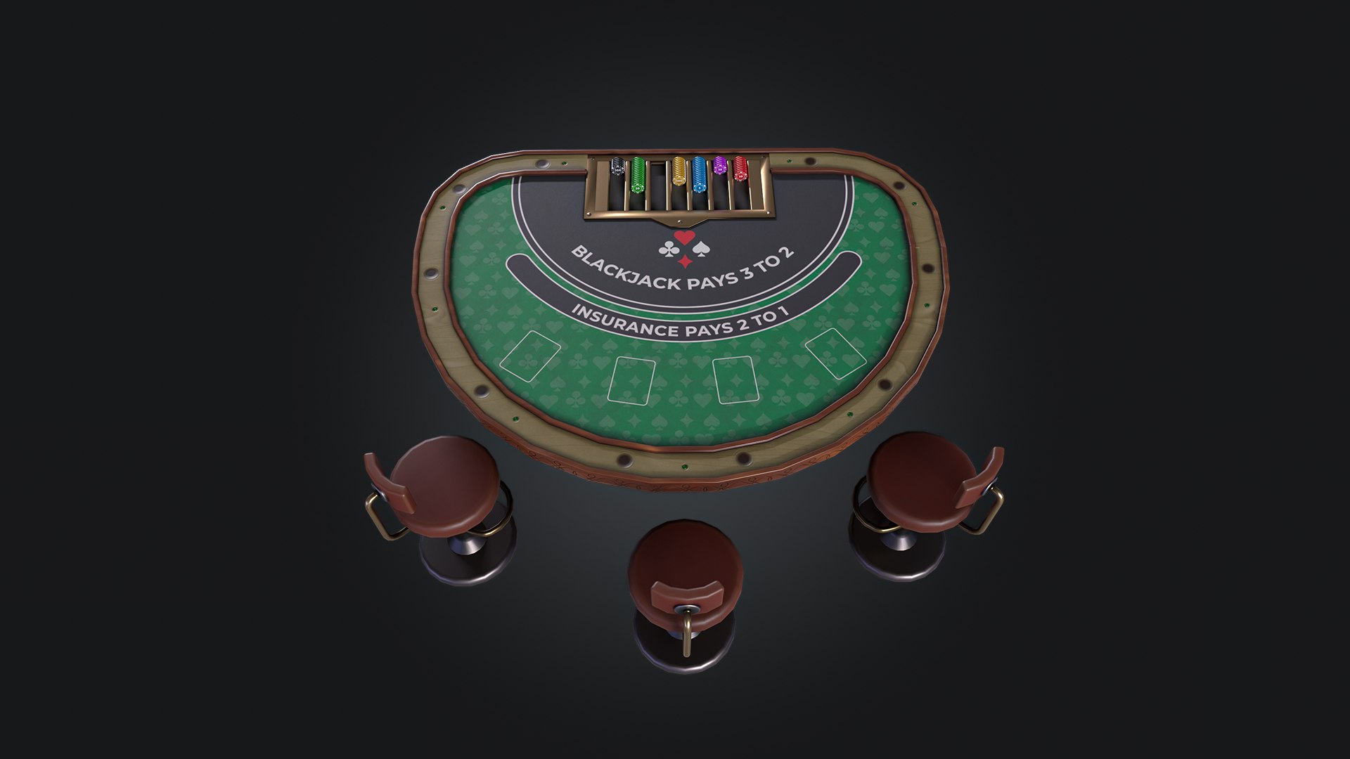 3D Blackjack Table model - TurboSquid 2164467