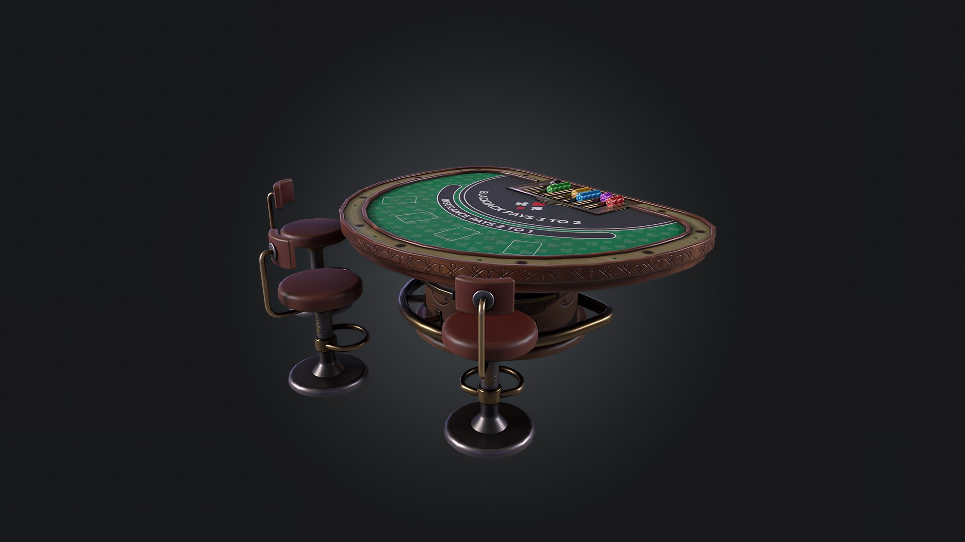 3D Blackjack Table model - TurboSquid 2164467