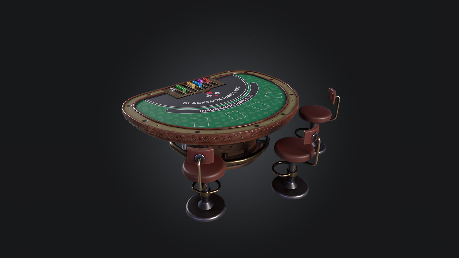 3D Blackjack Table model - TurboSquid 2164467