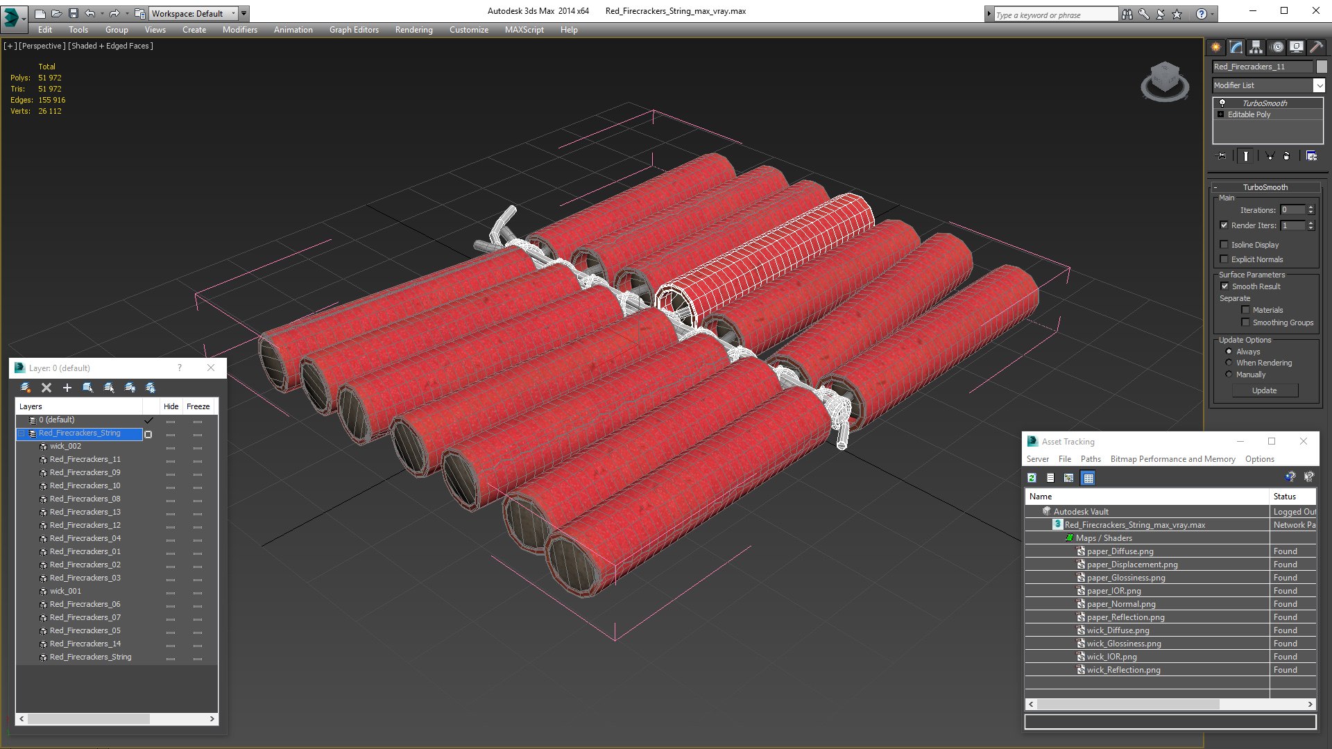 3D Model Red Firecrackers String - TurboSquid 1851810