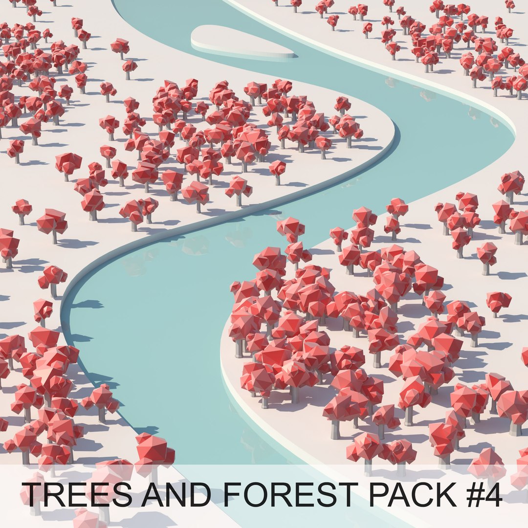 Cartoon Trees Forest Pack 3d Model