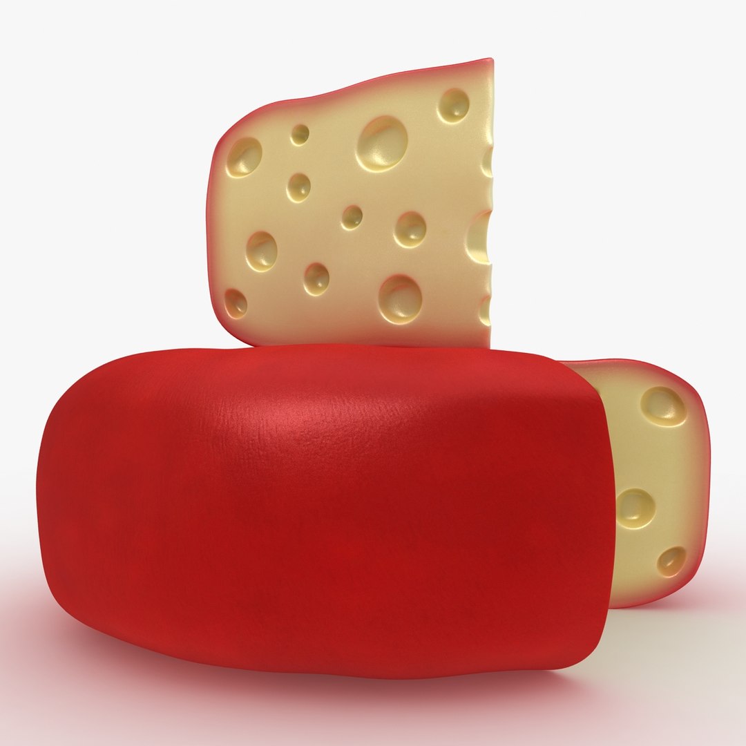 3d Model Gouda Cheese Wheel Red