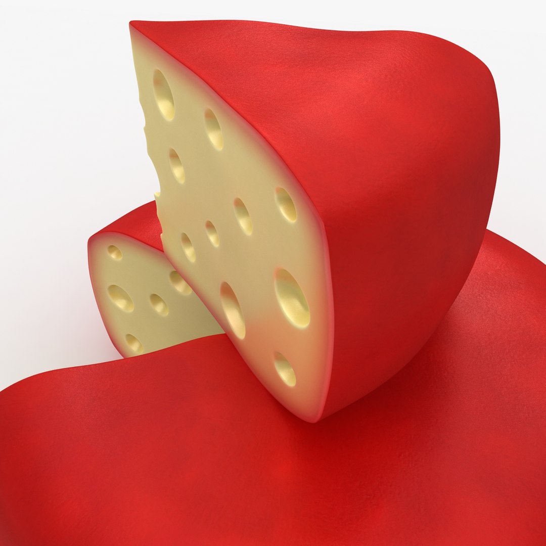 3d Model Gouda Cheese Wheel Red