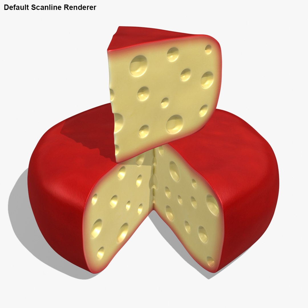 3d Model Gouda Cheese Wheel Red