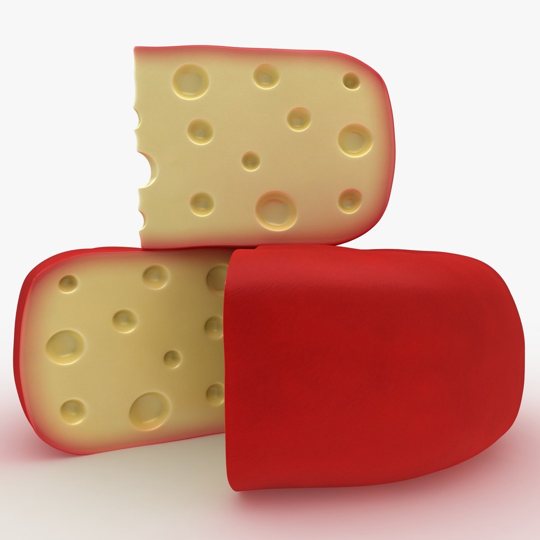 3d Model Gouda Cheese Wheel Red