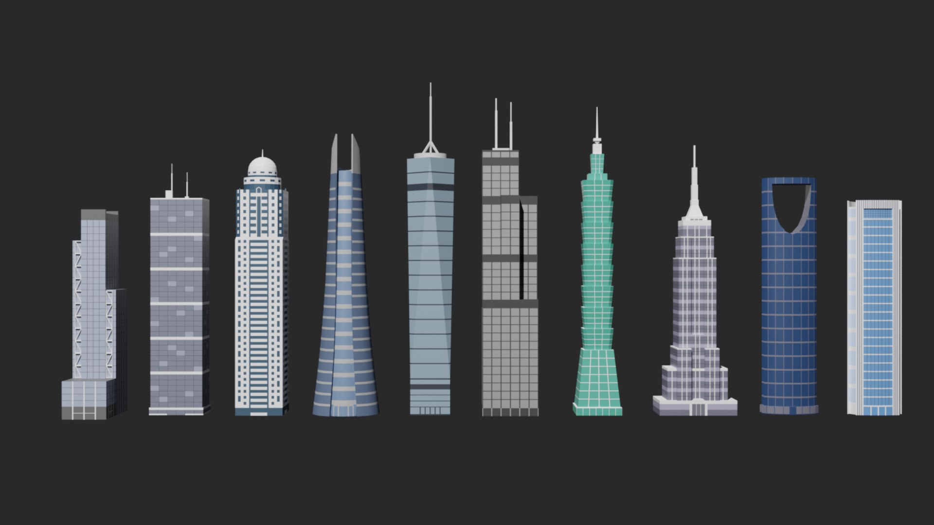 3D Low-poly Skyscrapers - TurboSquid 1949380