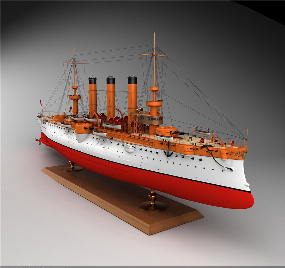 Armored Cruiser Brooklyn 3d Model