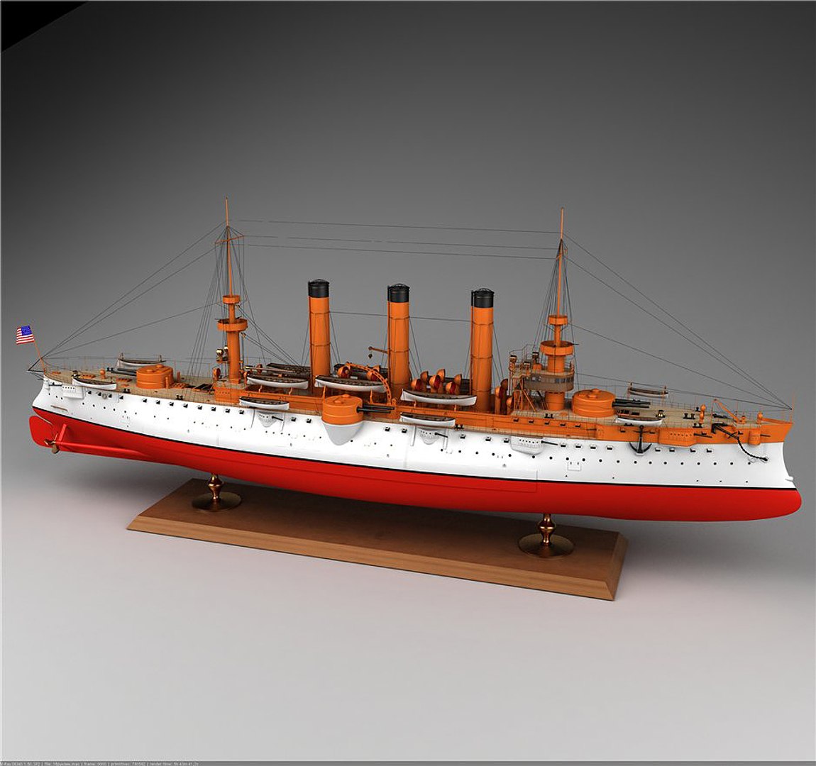 Armored Cruiser Brooklyn 3d Model