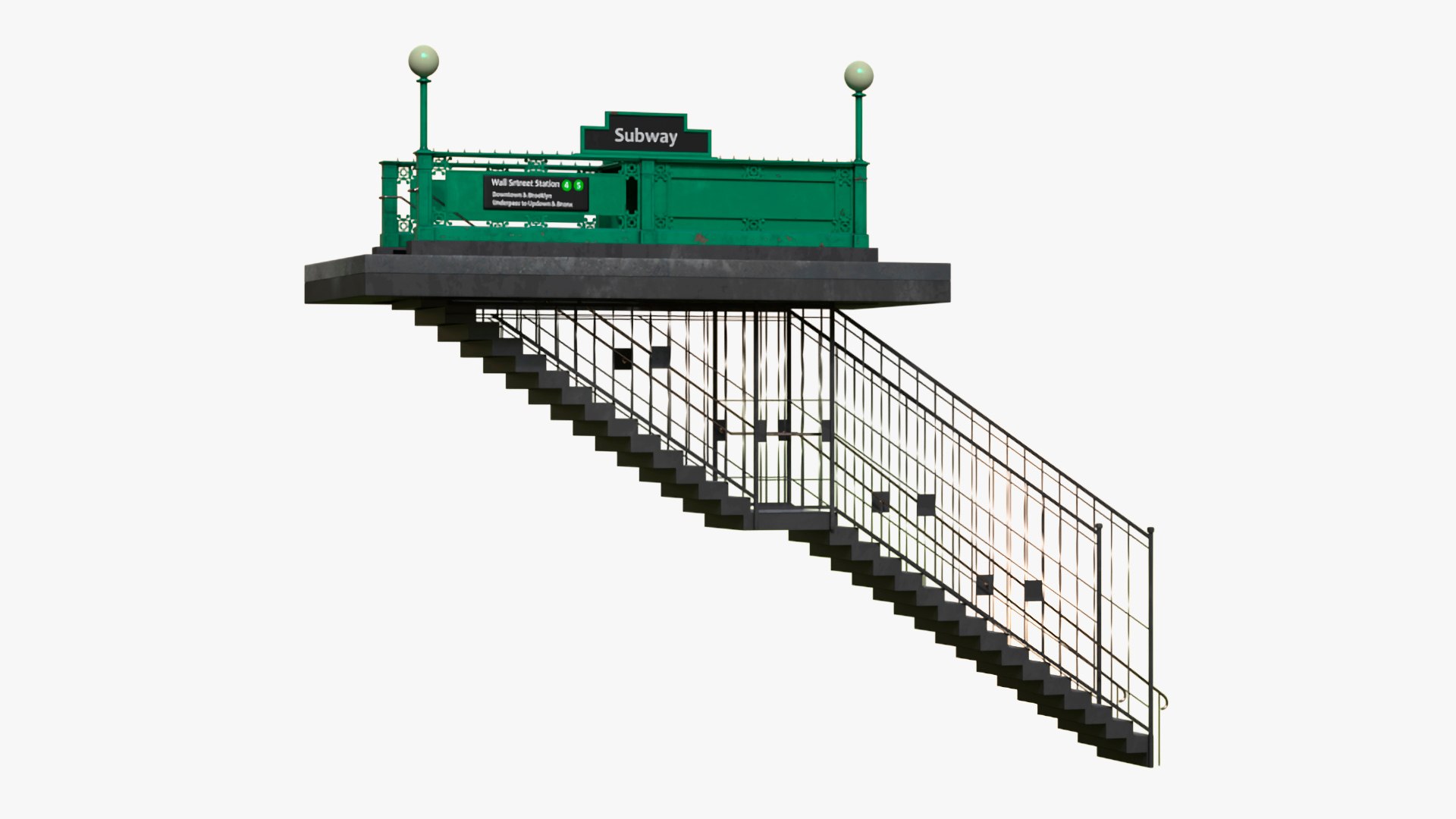 Wall Street Subway Station Entrance Rigged Model - TurboSquid 2262515