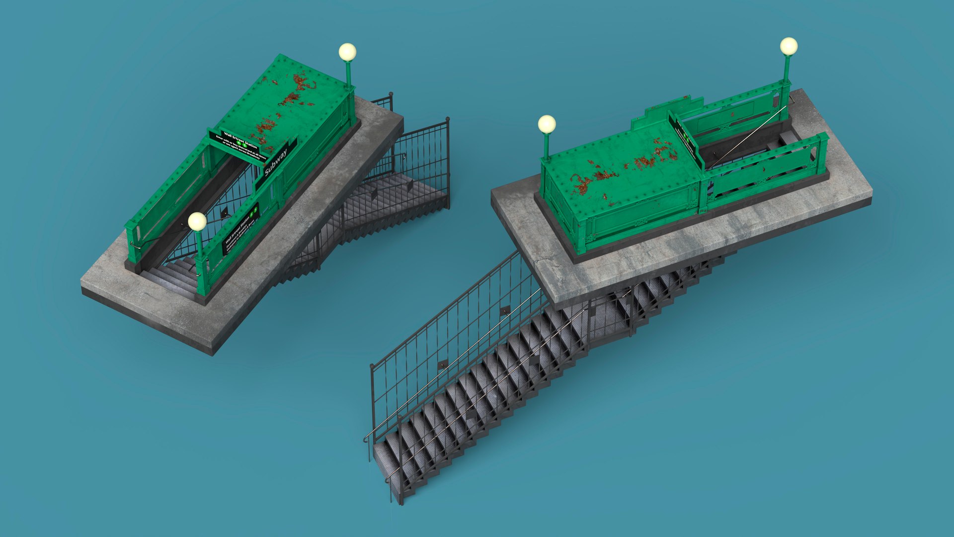 Wall Street Subway Station Entrance Rigged Model - TurboSquid 2262515