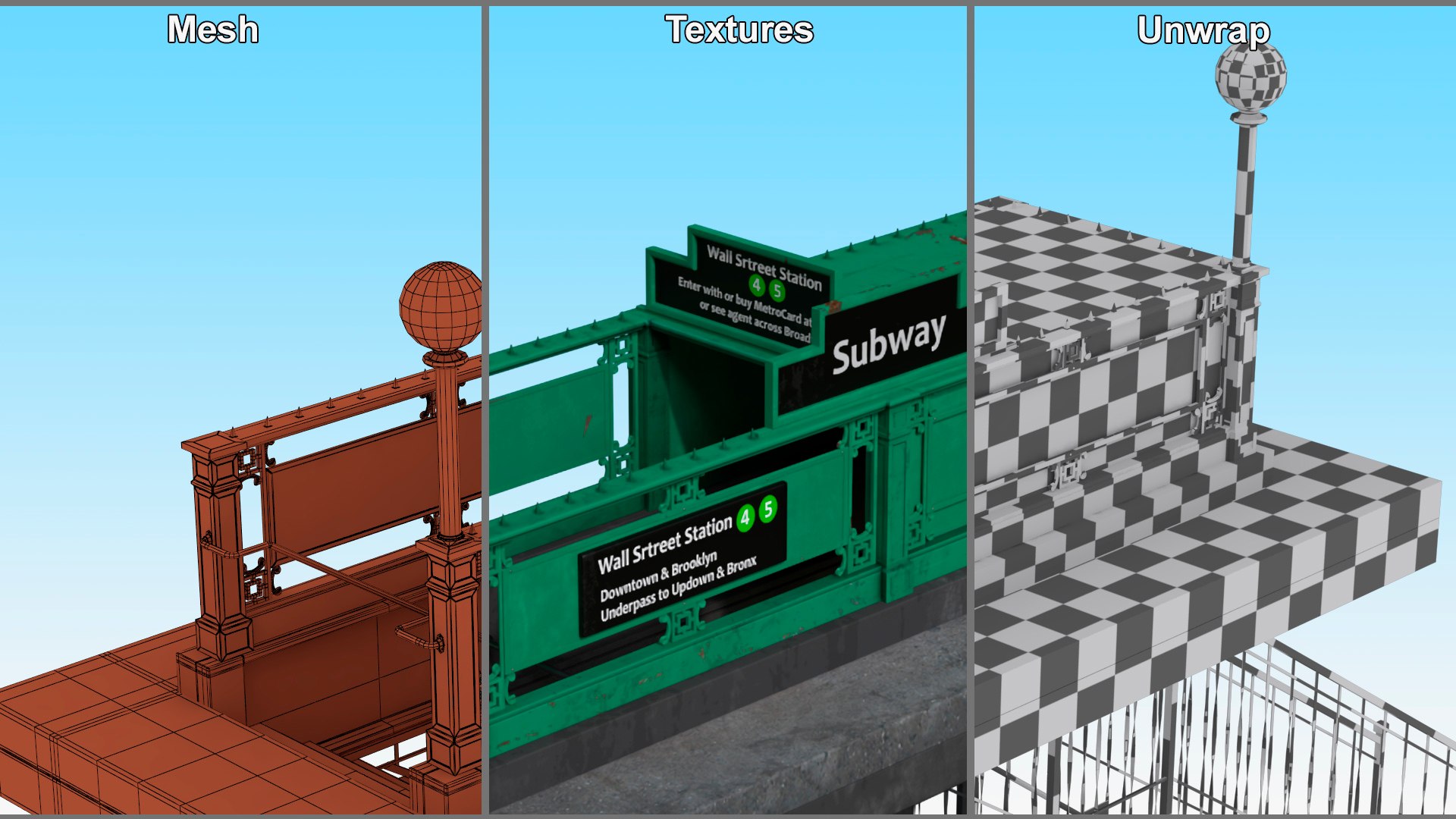 Wall Street Subway Station Entrance Rigged Model - TurboSquid 2262515