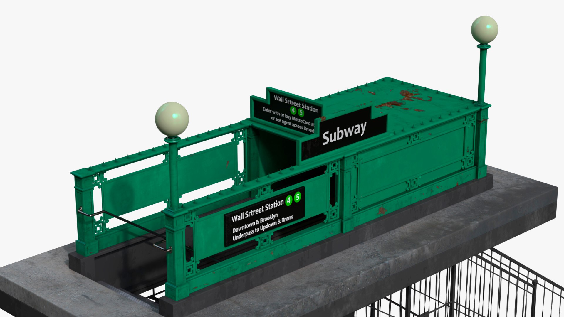 Wall Street Subway Station Entrance Rigged Model - TurboSquid 2262515