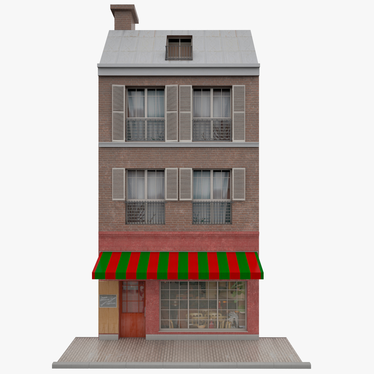 facade paris building 3d model