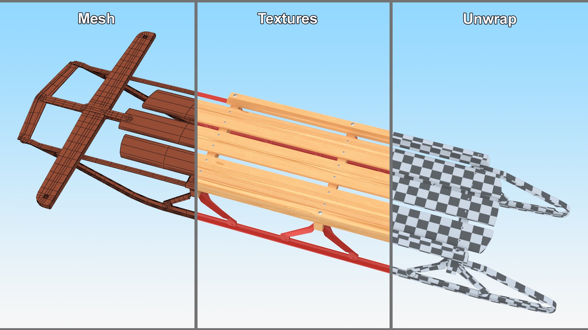 3D Wooden Snow Sleds Collection model - TurboSquid 2176874
