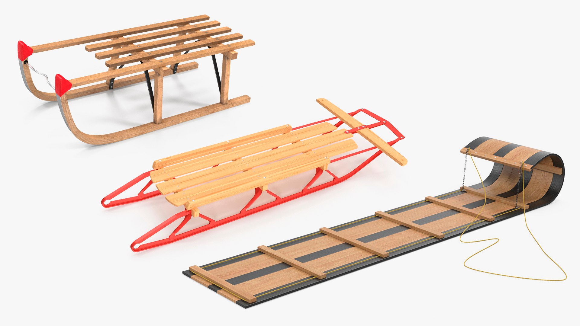 3D Wooden Snow Sleds Collection model - TurboSquid 2176874