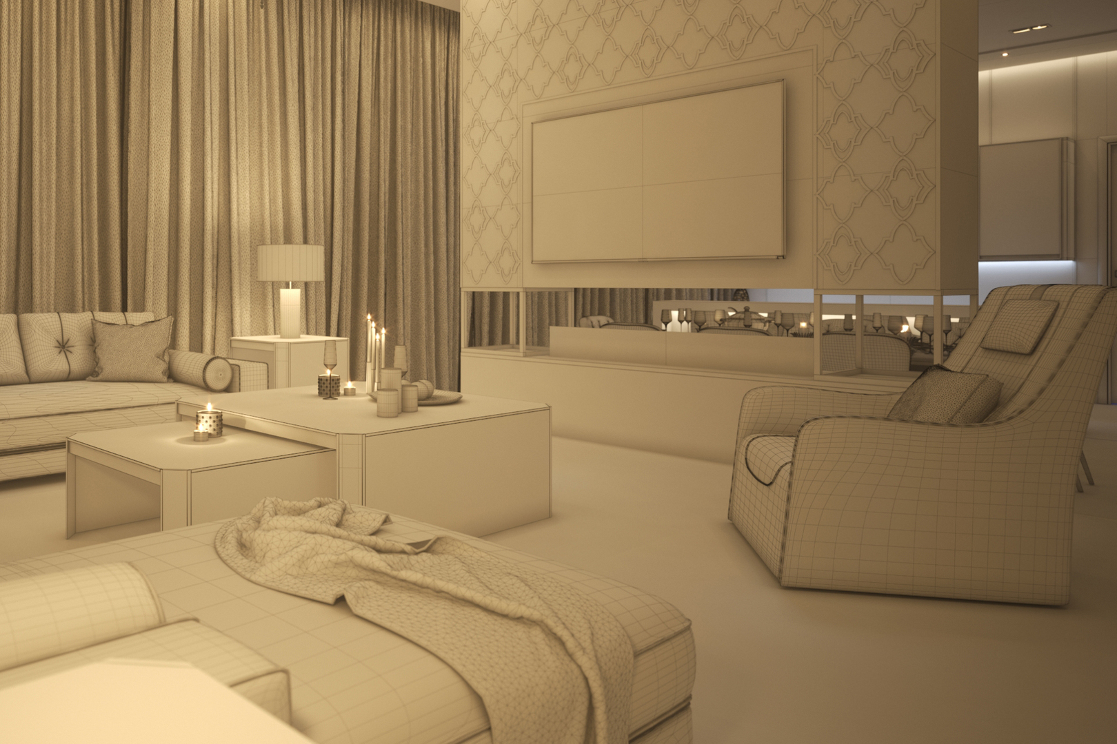 3D living dining room model - TurboSquid 1375622