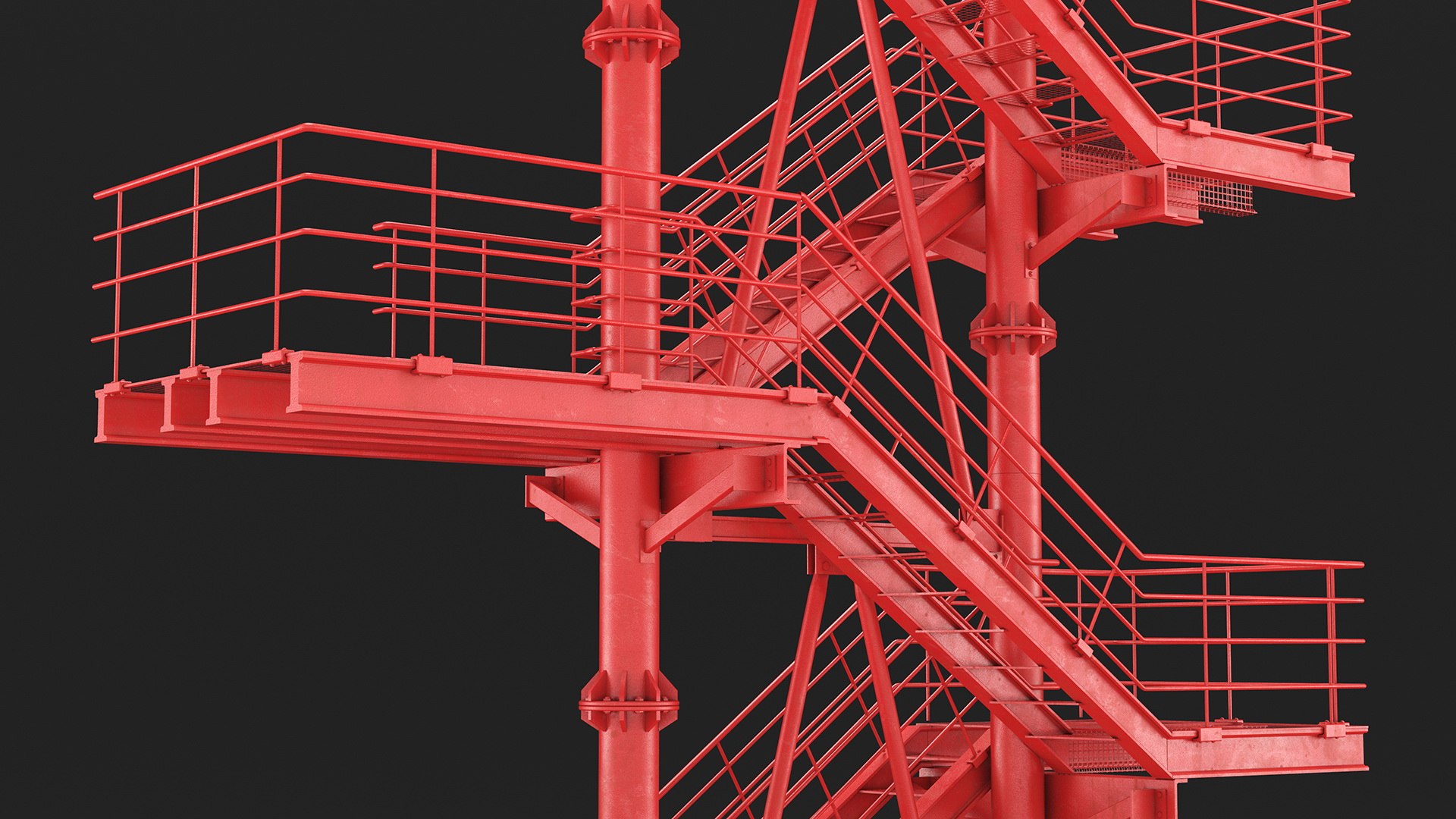 Modular Fire Escape Red 3D Model - TurboSquid 2276076