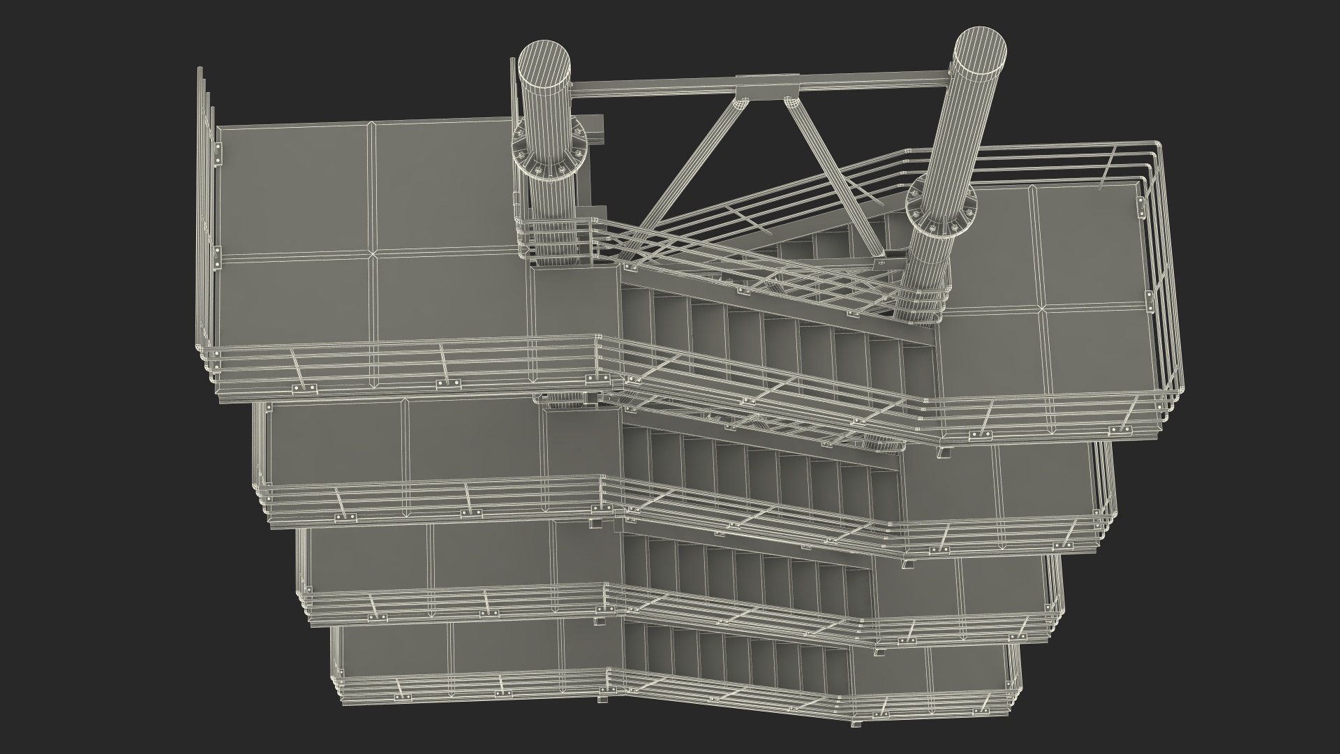 Modular Fire Escape Red 3D Model - TurboSquid 2276076