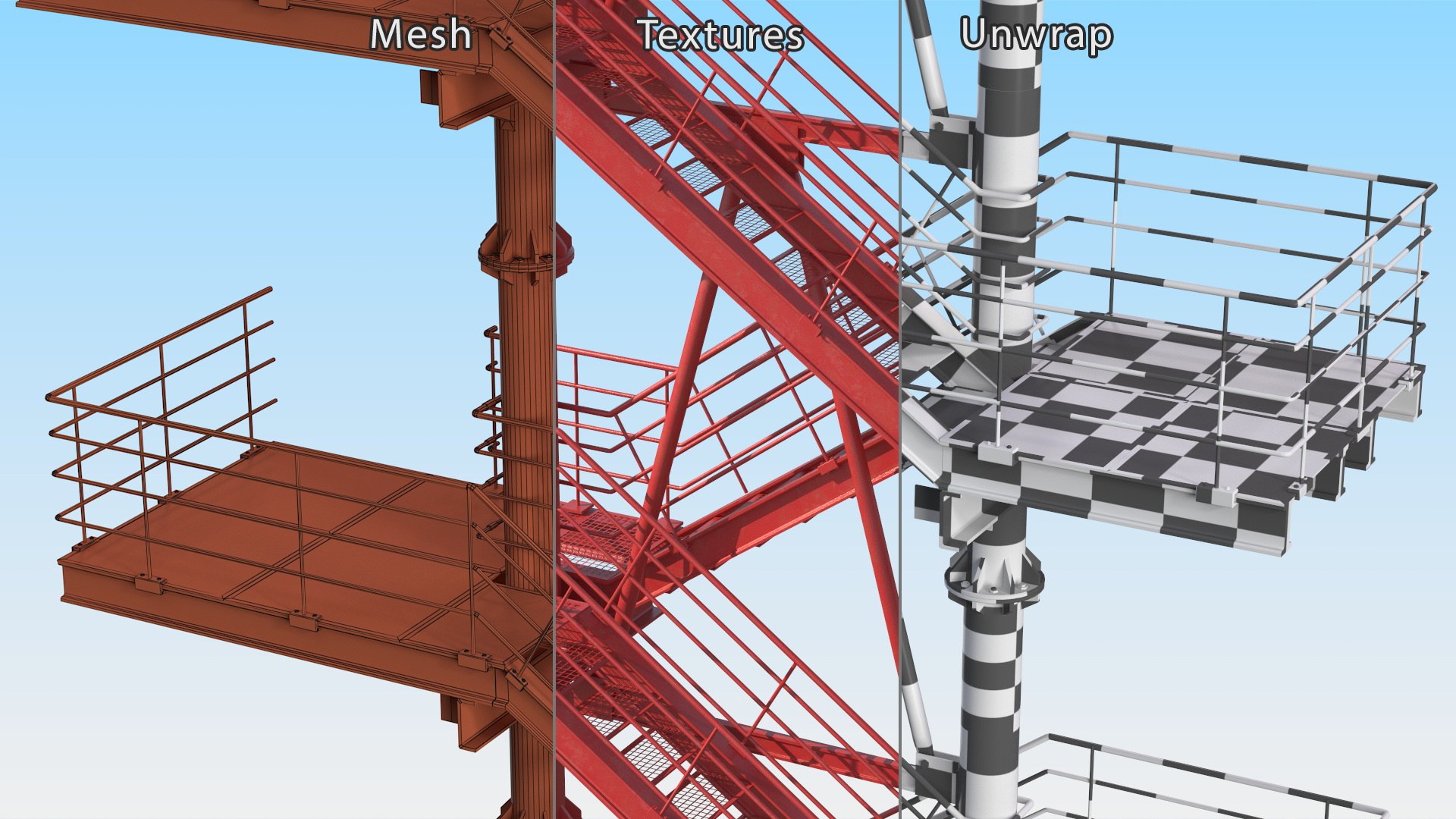 Modular Fire Escape Red 3D Model - TurboSquid 2276076