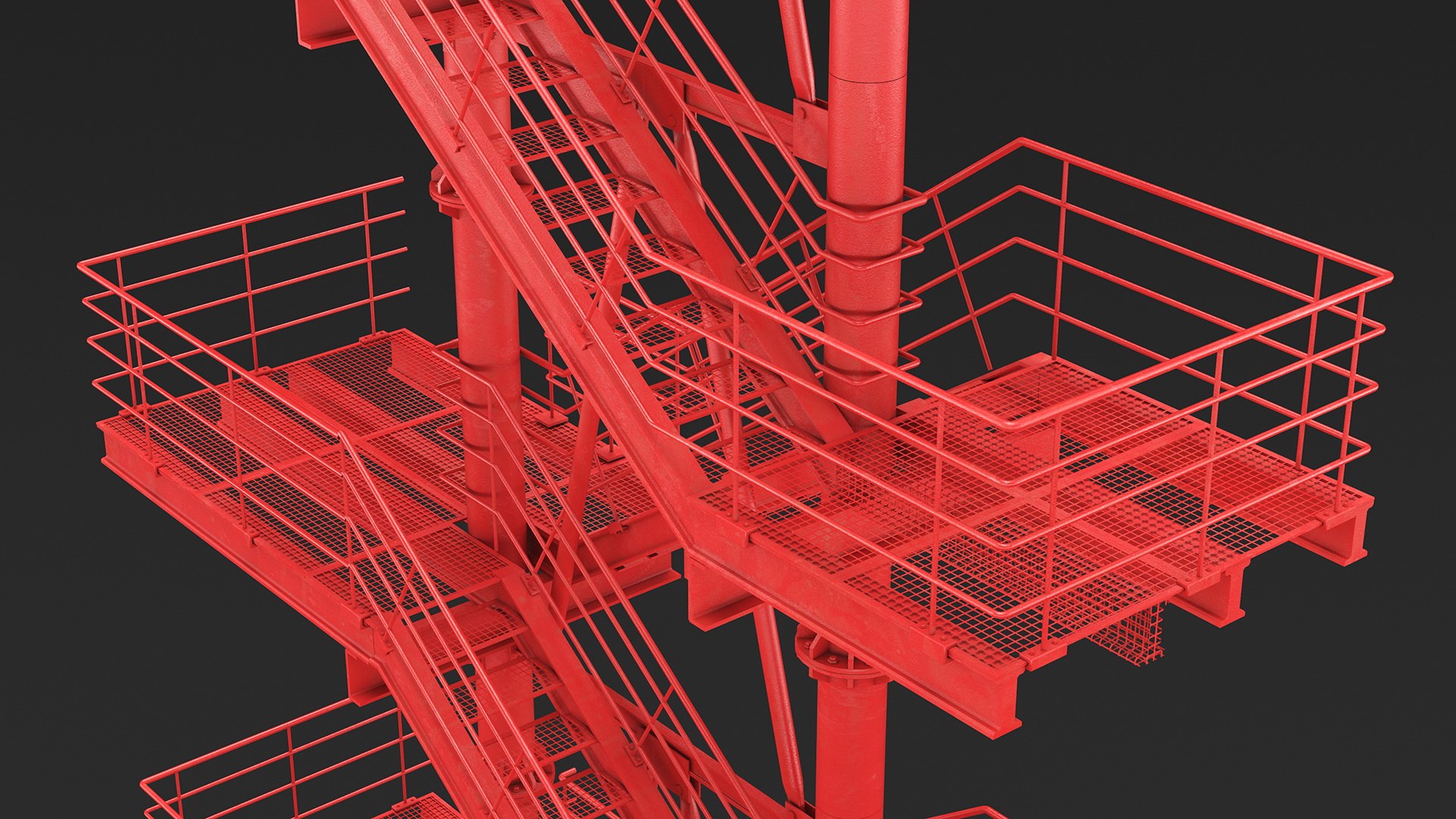 Modular Fire Escape Red 3D Model - TurboSquid 2276076