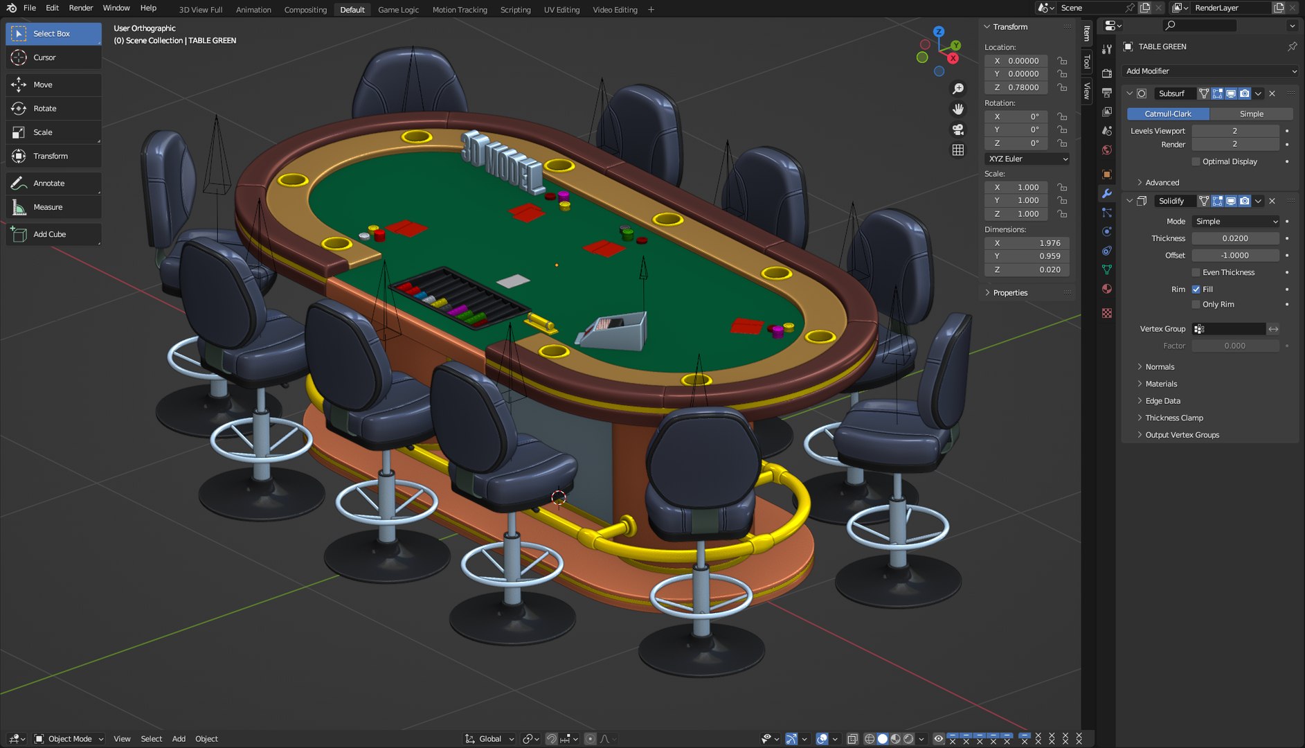 3D Poker Table Set Model - TurboSquid 2378298