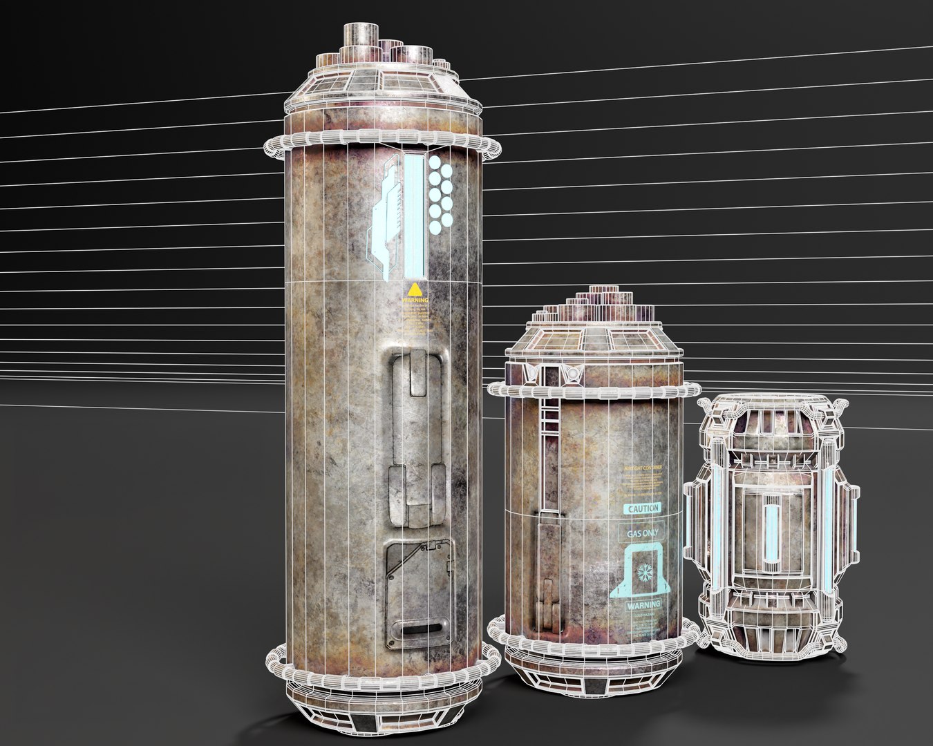 3D Sci-Fi Canister Set - TurboSquid 2357569