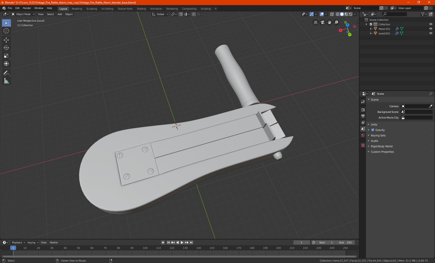 3D Vintage Fire Rattle Alarm Model - TurboSquid 2028933