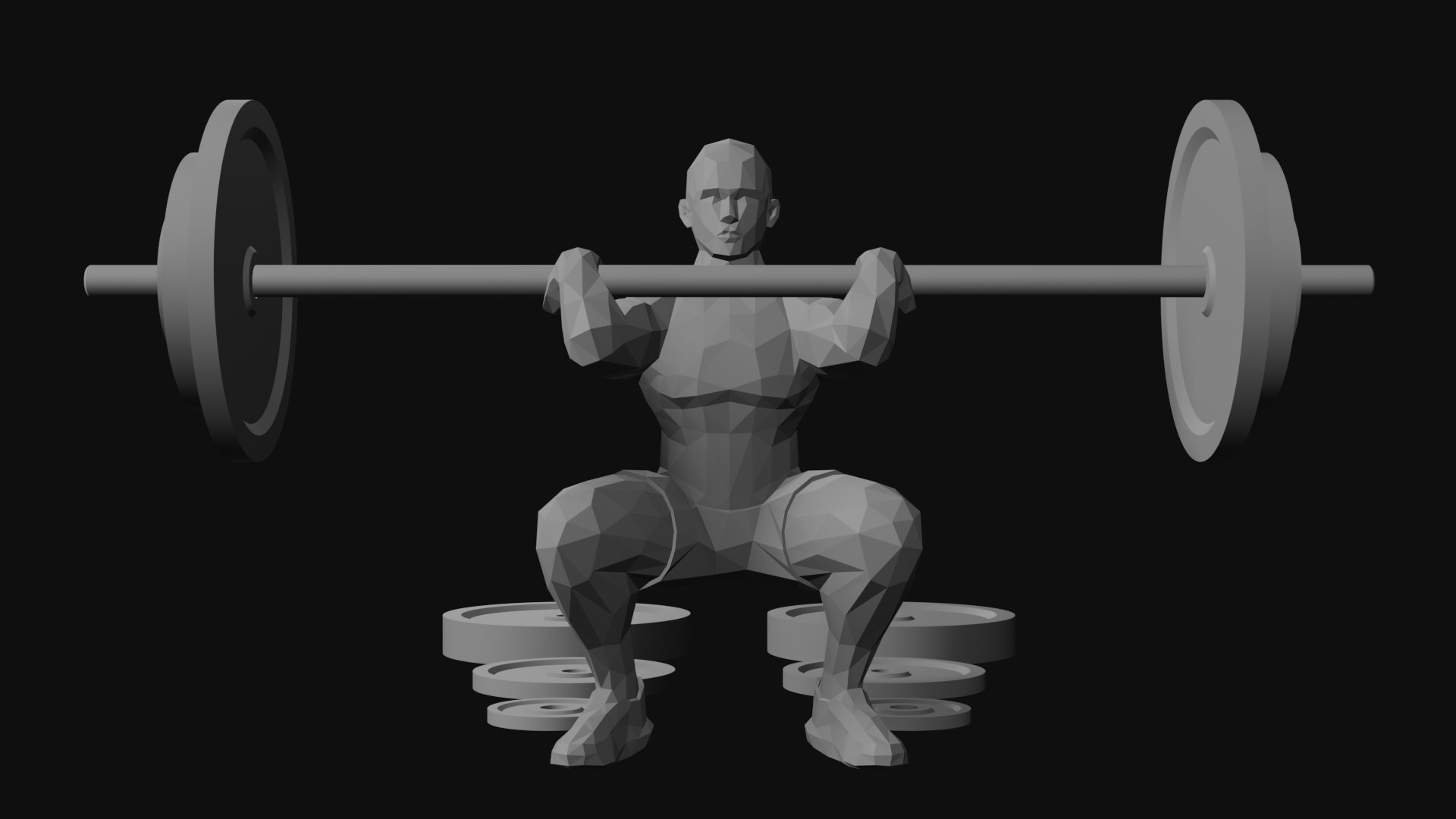 3D 3D Printing LowPoly Clean Pose Male Weightlifter - TurboSquid 2199438