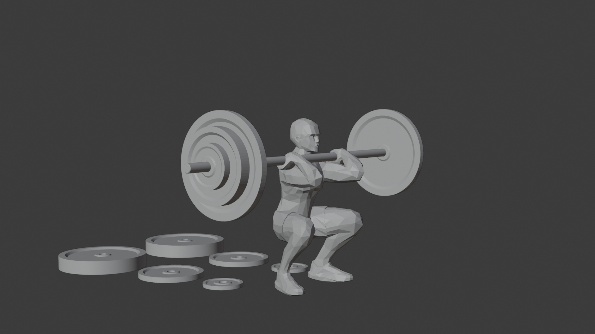 3D 3D Printing LowPoly Clean Pose Male Weightlifter - TurboSquid 2199438