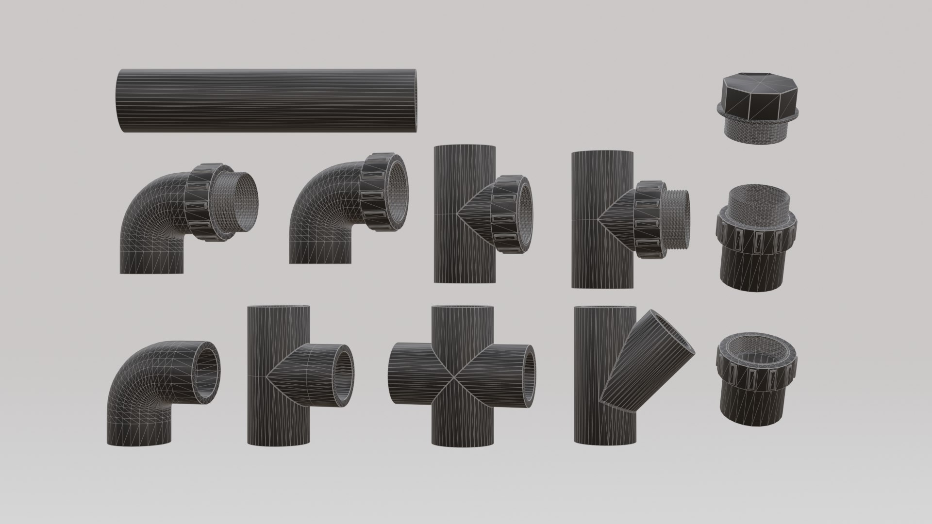 3D 3D PVC Pipes And Fitting - TurboSquid 2044439
