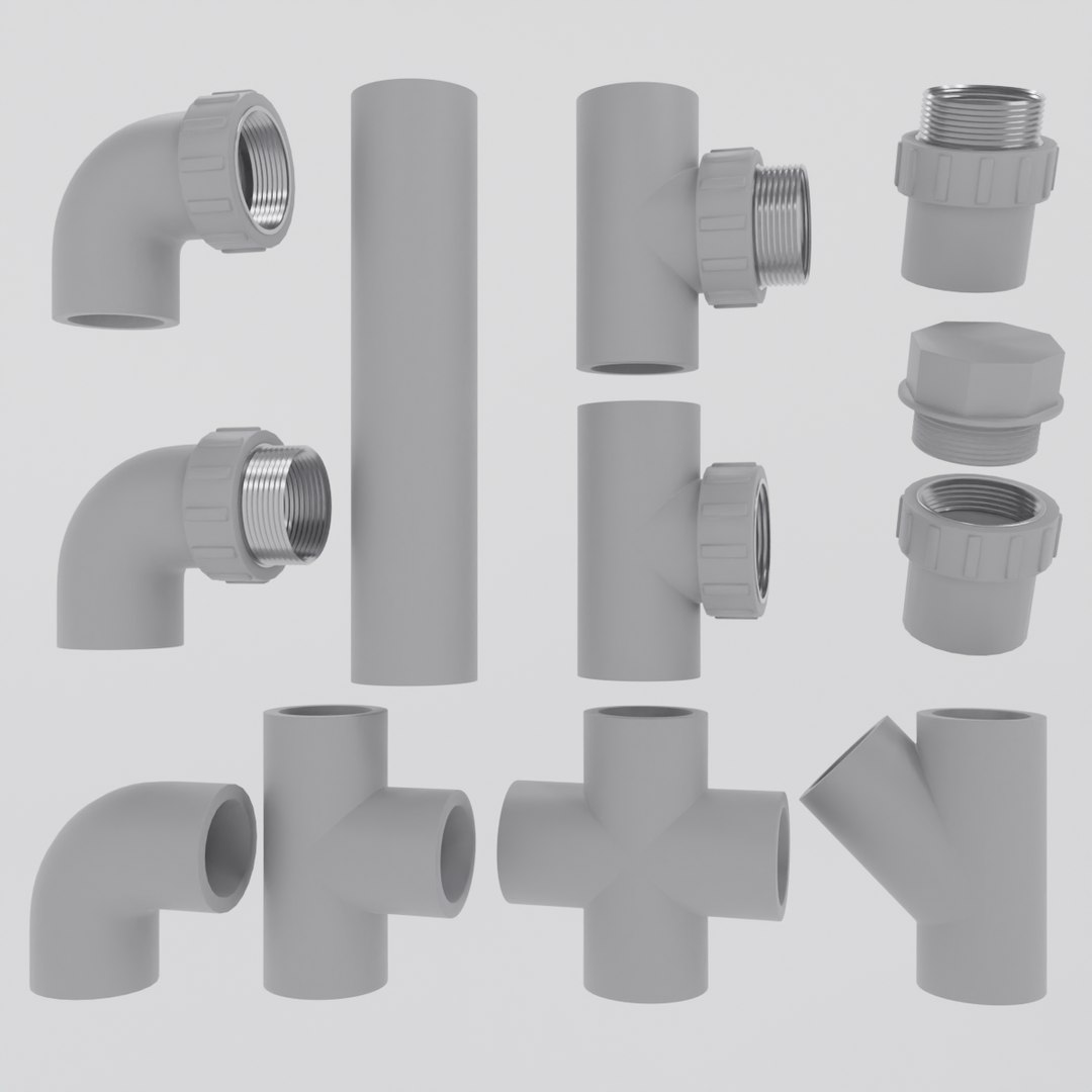 3D 3D PVC Pipes And Fitting - TurboSquid 2044439