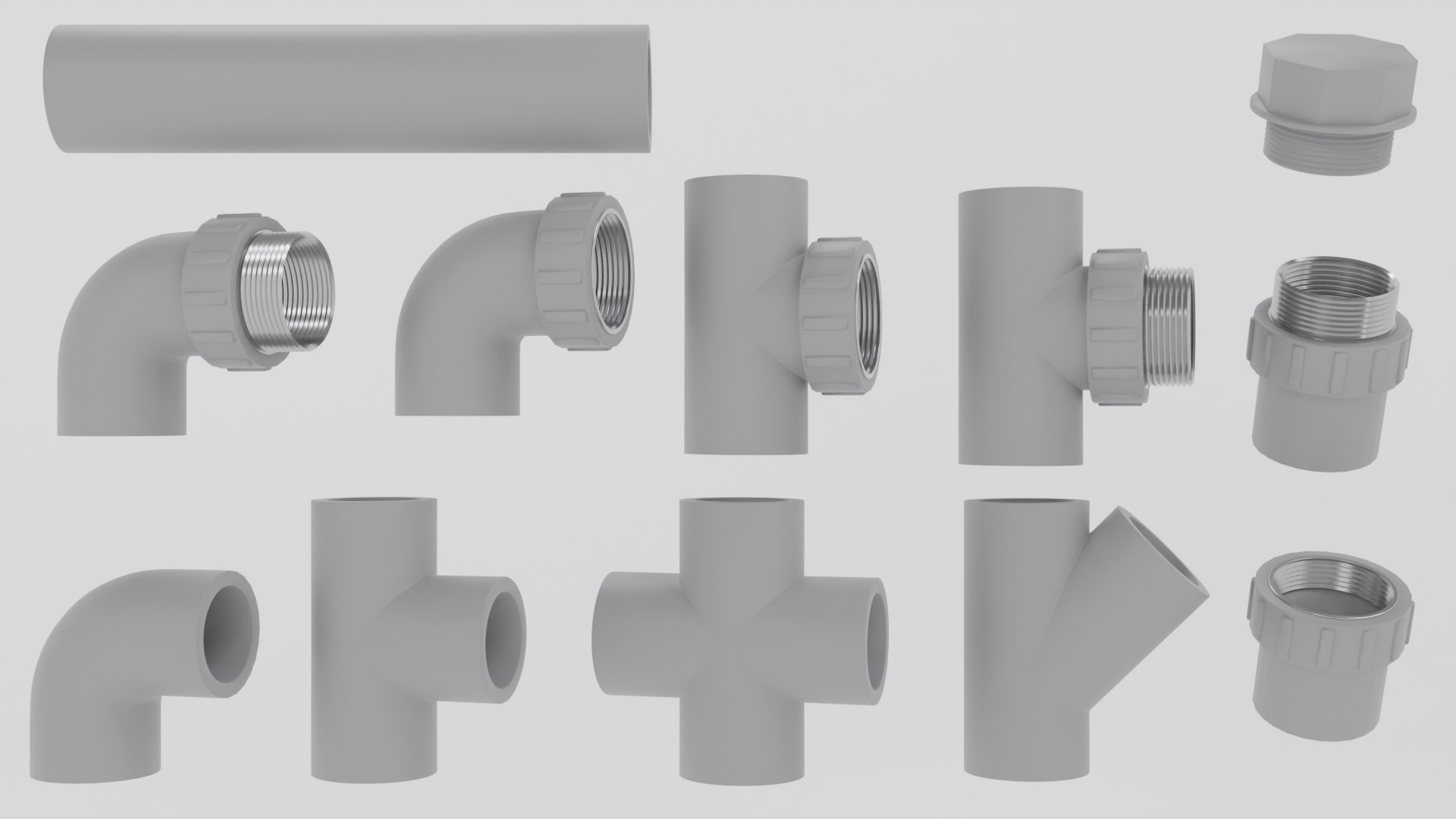 3D 3D PVC Pipes And Fitting - TurboSquid 2044439