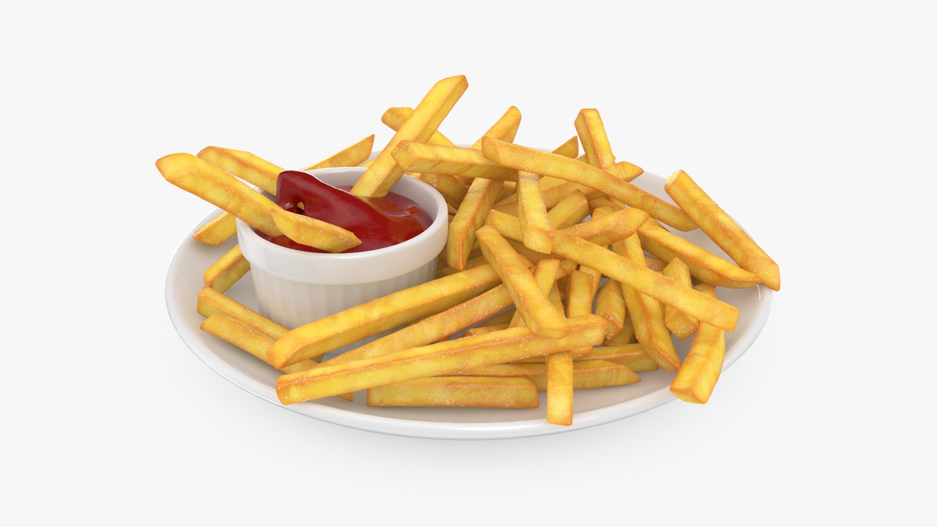 French Fries With Ketchup 3D Model - TurboSquid 2150864