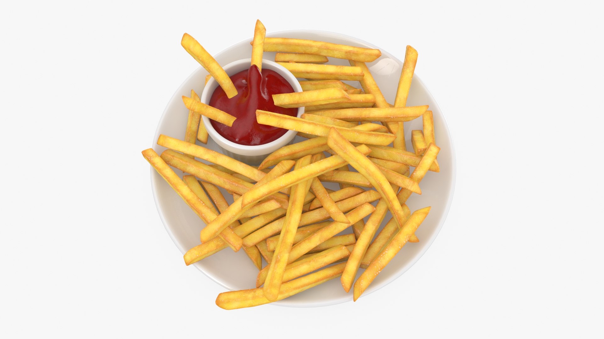 French Fries With Ketchup 3D Model - TurboSquid 2150864
