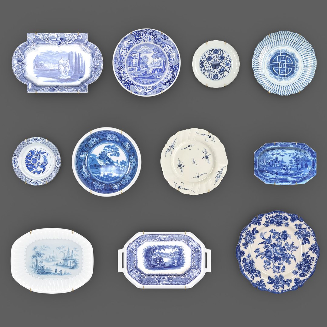Old Vintage Classic Ceramic Plates On The Wall 3D Model - TurboSquid ...