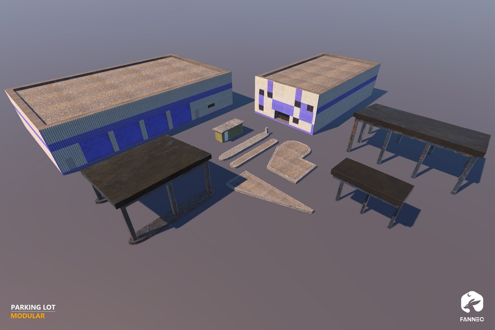 3D Modular Parking Lot V1 - Blender FBX Model - TurboSquid 2268378