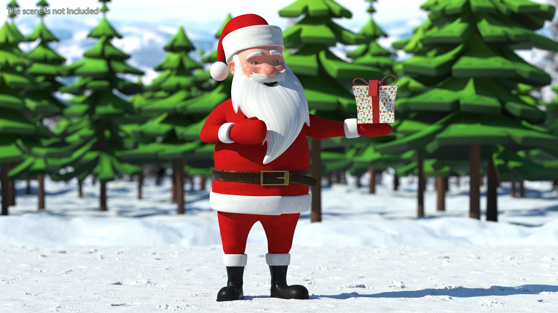 3D Model Smiling Santa Claus Cartoon Character With Gift - TurboSquid ...