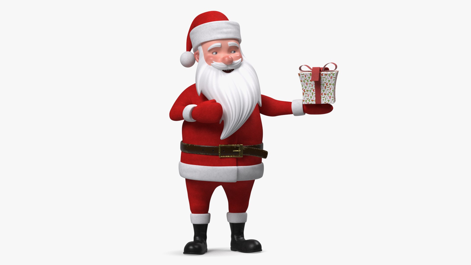 3D model Smiling Santa Claus Cartoon Character with Gift - TurboSquid ...