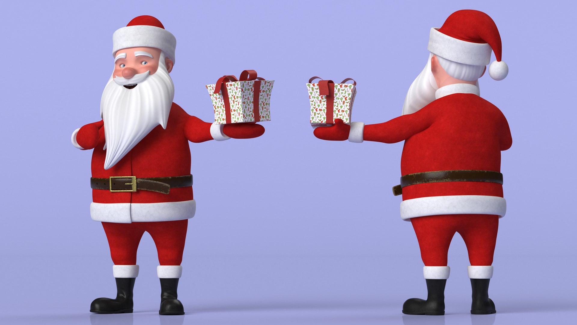 3D Model Smiling Santa Claus Cartoon Character With Gift - TurboSquid ...