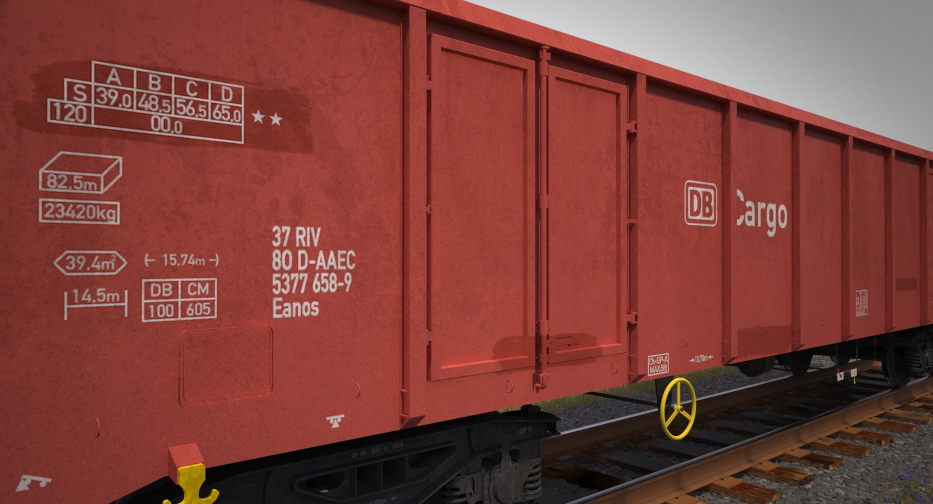 Open-top Box Railcar Eanos 3d Max