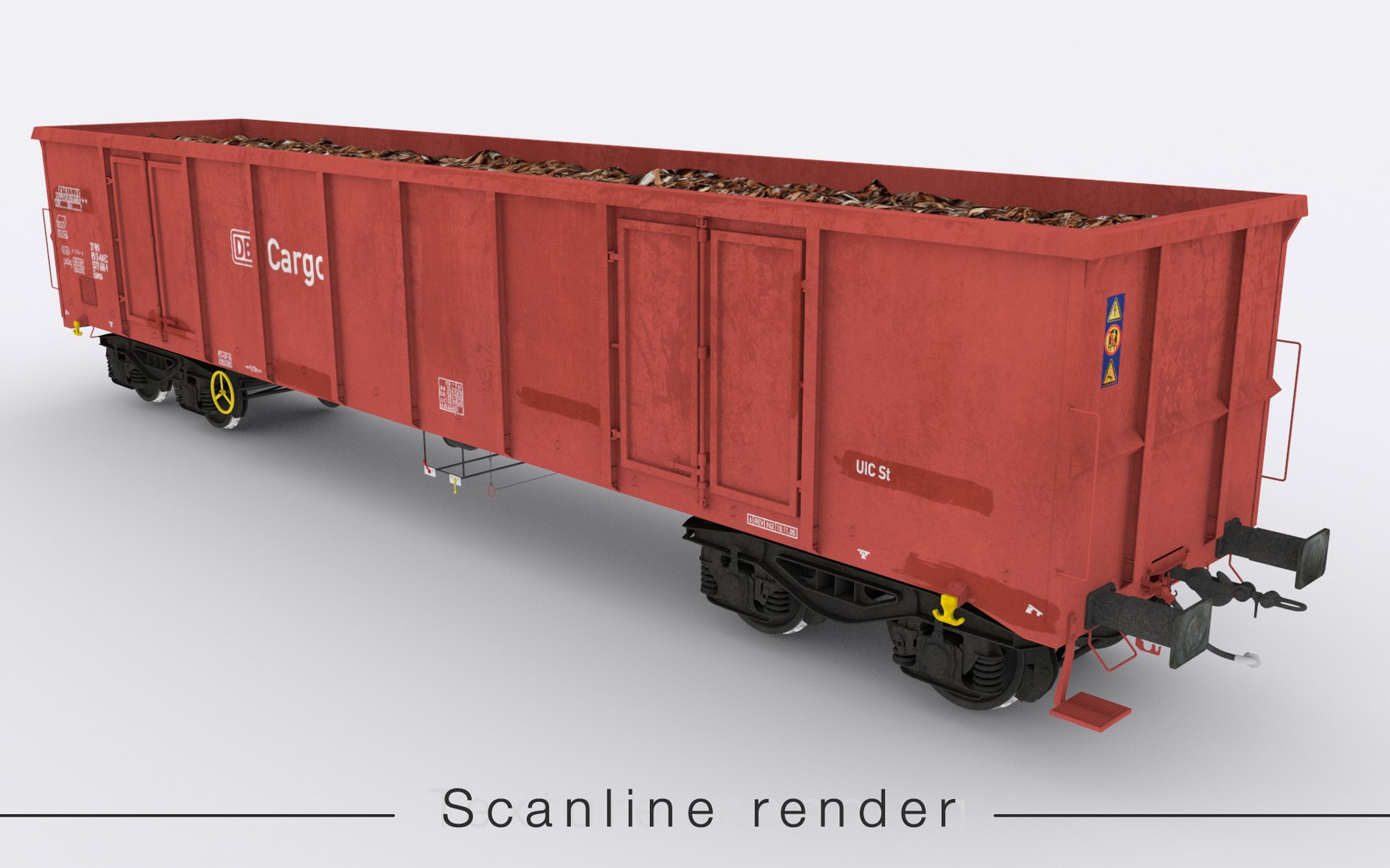 Open-top Box Railcar Eanos 3d Max